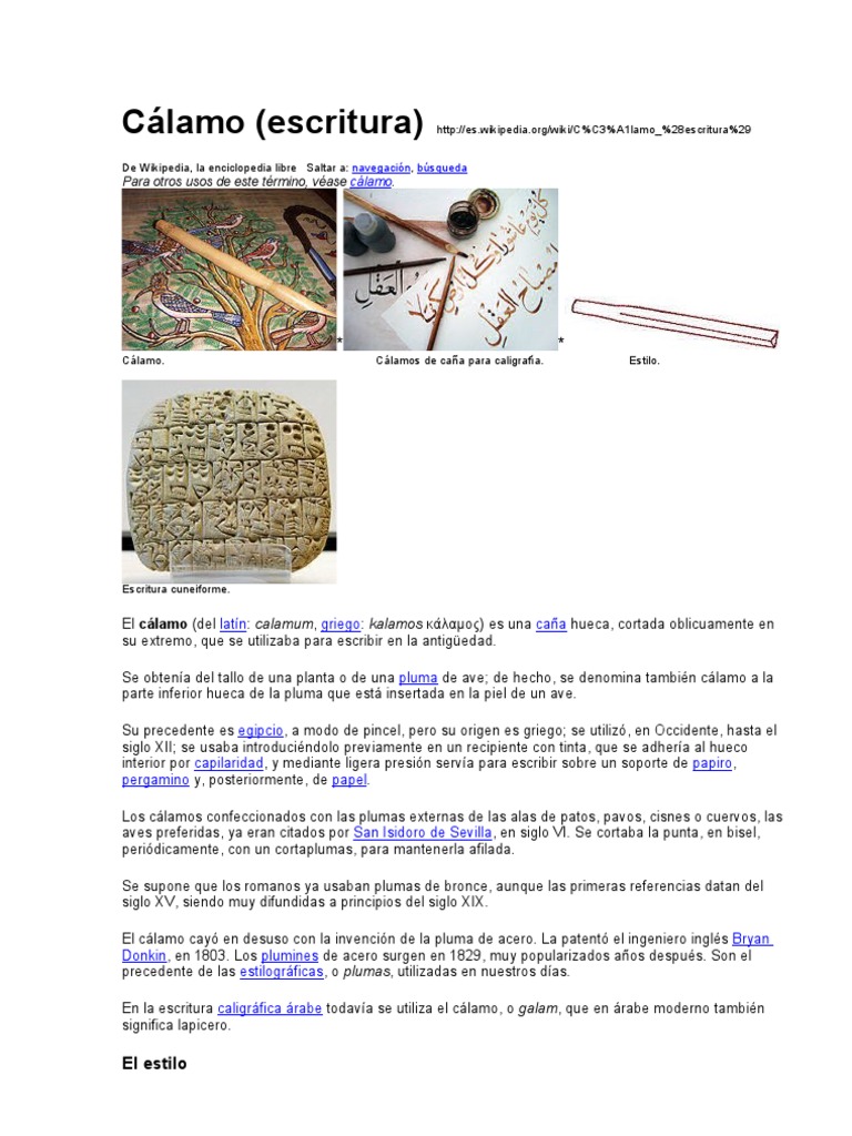 Cálamo (Escritura) | PDF | Implementos de escritura | Escritura
