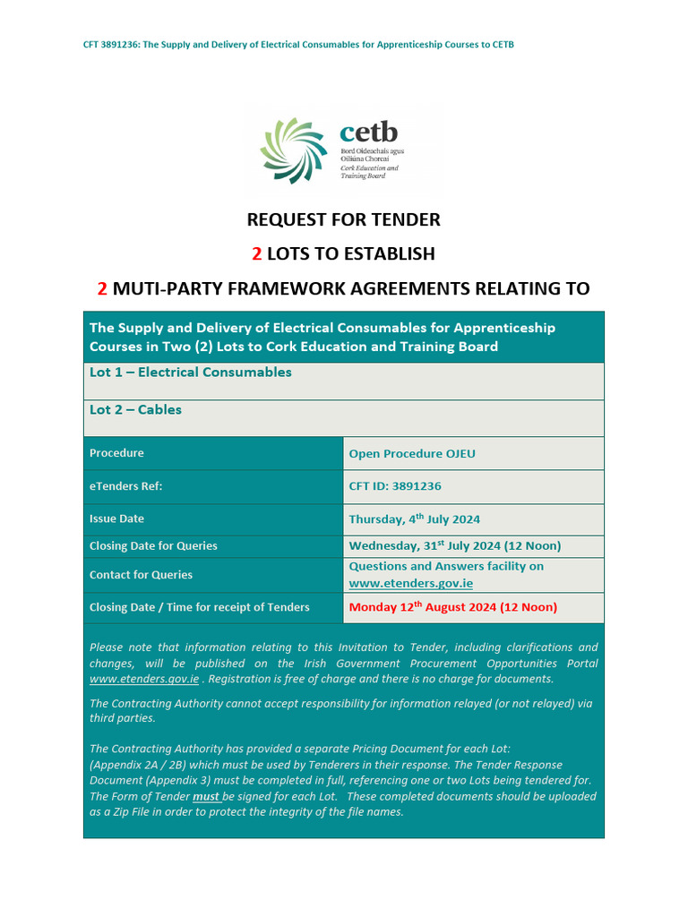 RFT Electrical Consumables CETB | PDF | Electrical Wiring | Contractual ...