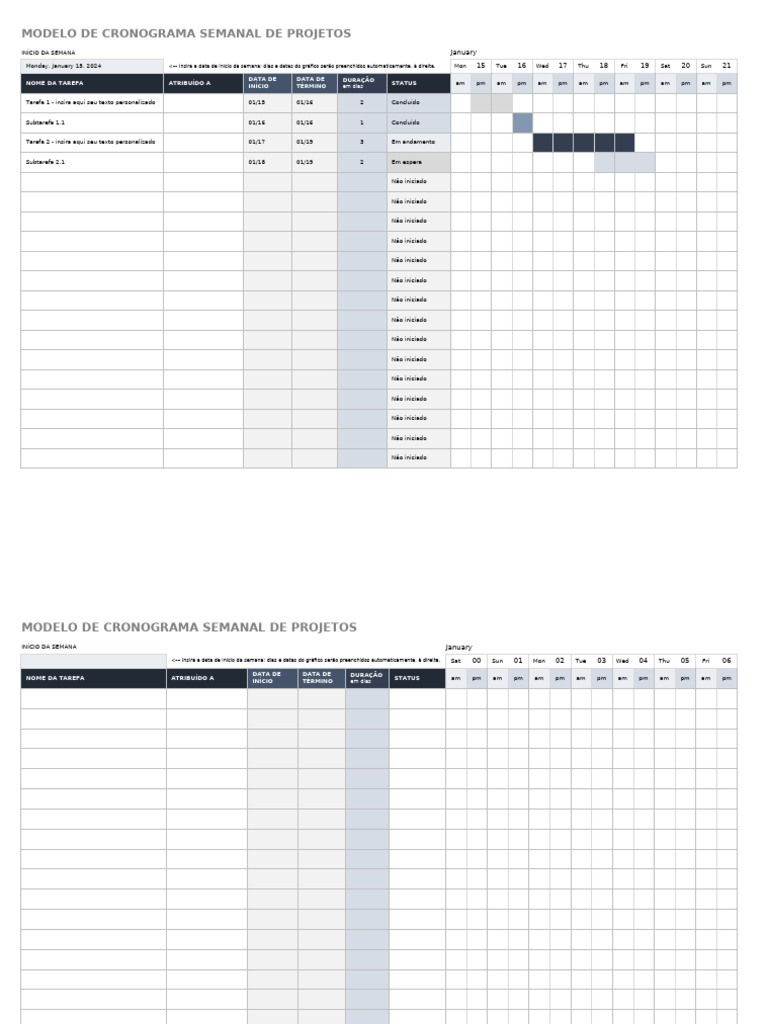IC Weekly Project Timeline Template For Excel 11412 - PT | PDF