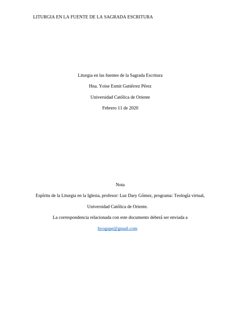 Unidad 1 Liturgia Hna Yoise | PDF | Sacrificio | Liturgia