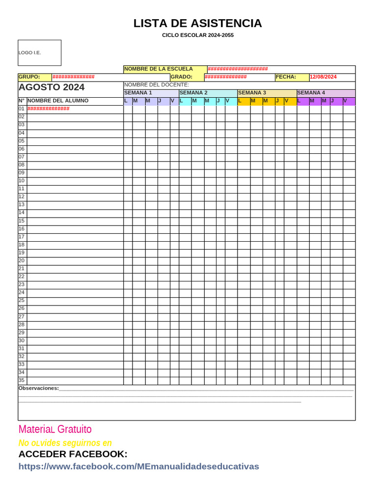LISTA DE ASISTENCIA 2024-2025 | PDF