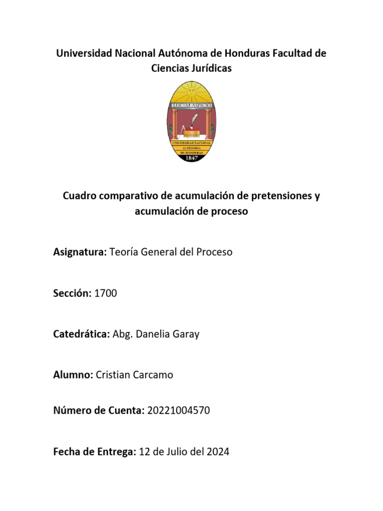 Cuadro Comparativo Pretensiones y Procesos TGP | PDF | Demanda judicial ...