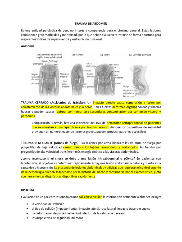 Trauma de Abdomen | PDF | Abdomen | Medicina