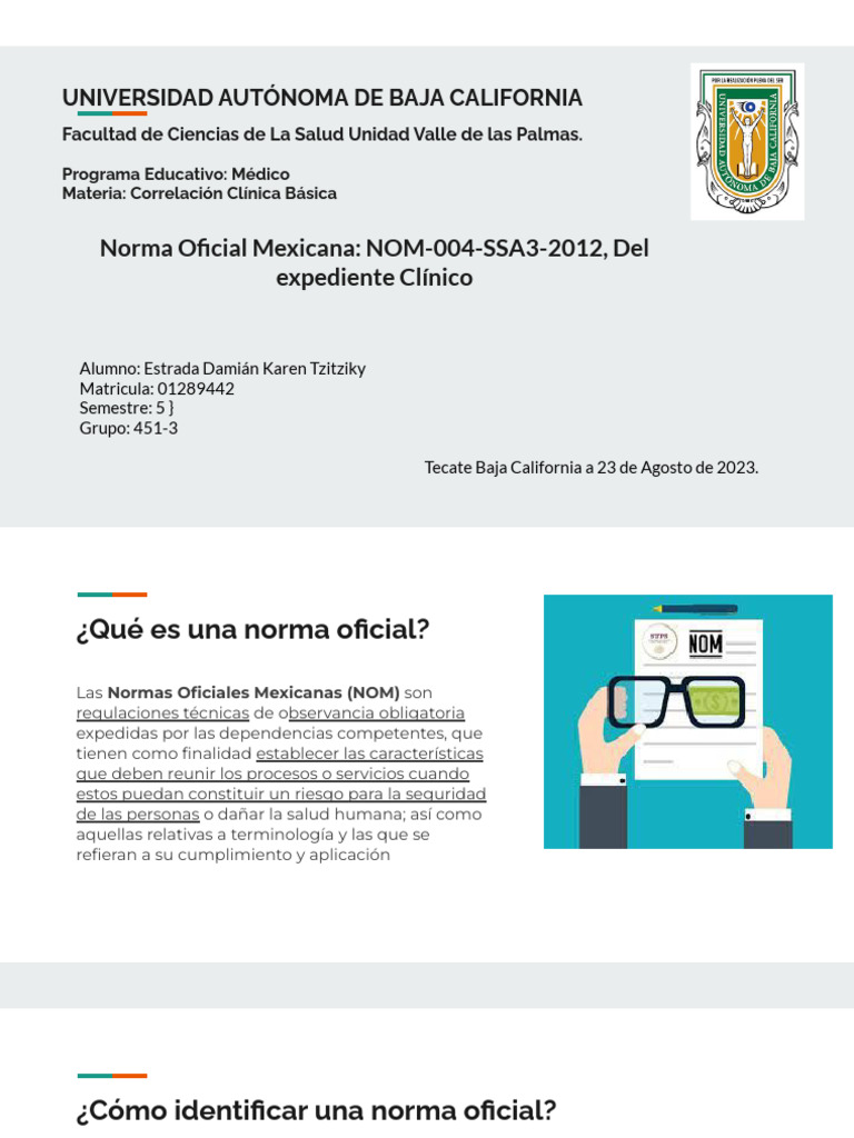 Presentacion NOM 004 | PDF | Cuidado de la salud