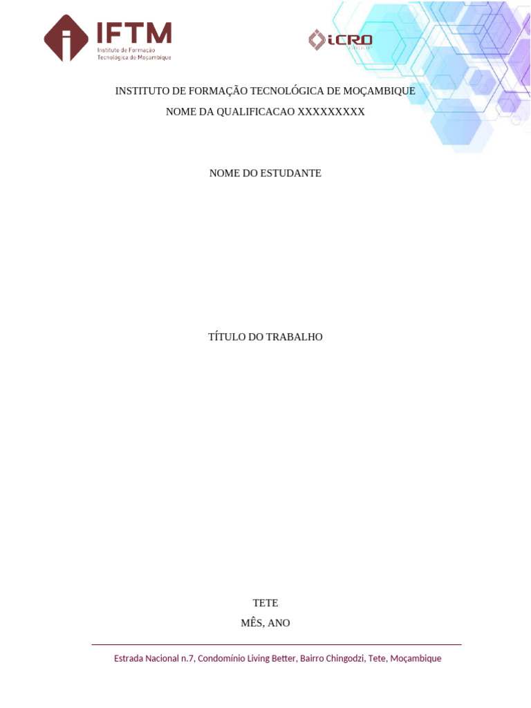 Capa Projecto Integrado - Modelo | PDF