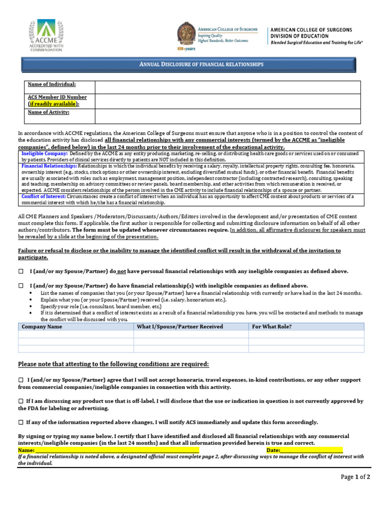 CPDA2021 Disclosure Form PDF | PDF | Conflict Of Interest | Employment