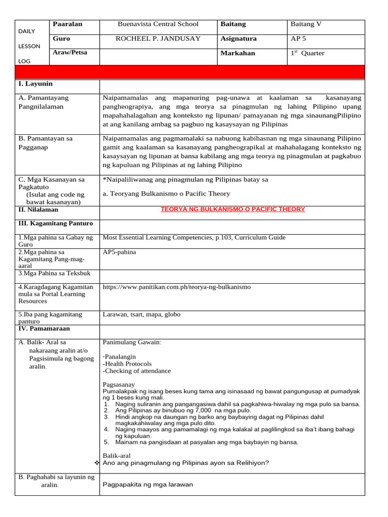 Teoryang Bulkanismo o Pacific Theory | PDF