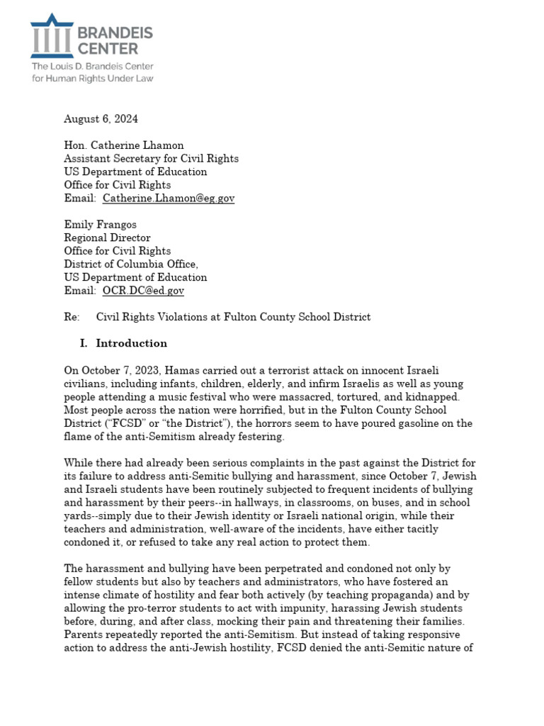 Fulton County OCR Complaint - Redacted | PDF | Antisemitism | Zionism