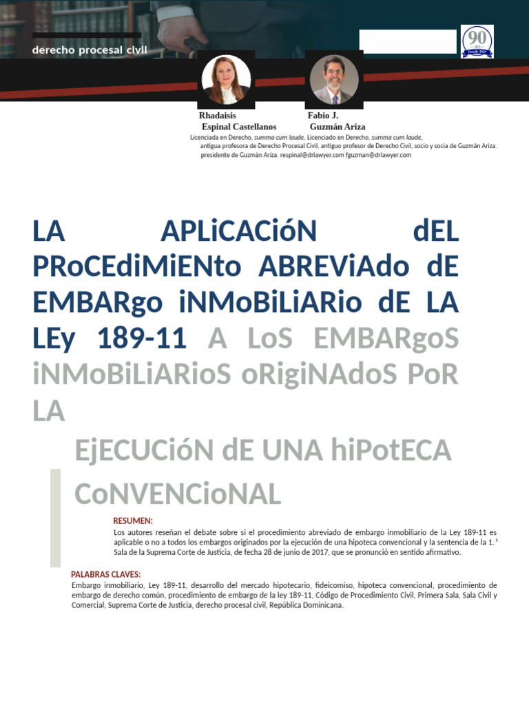La Aplicación Del Procedimiento Abreviado de Embargo Inmobiliario de La ...
