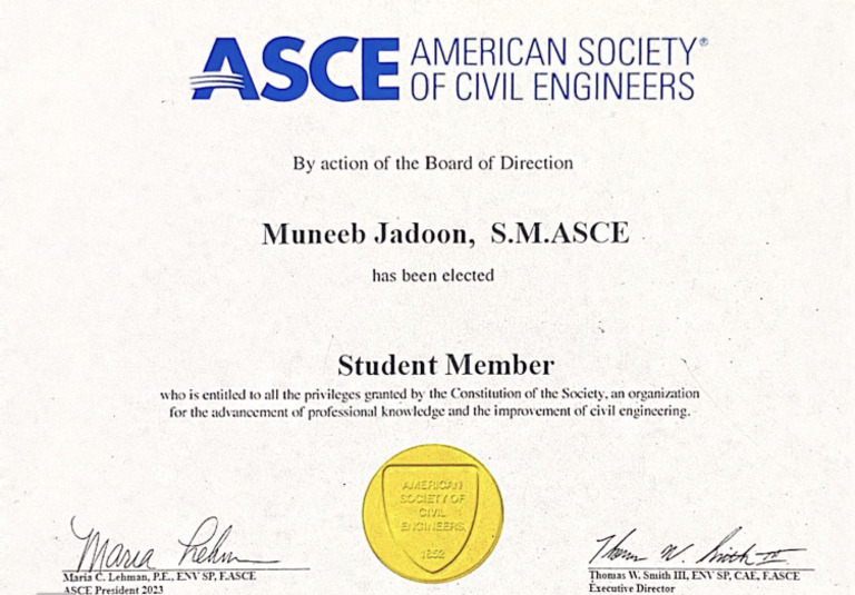 ASCE Certificate | PDF