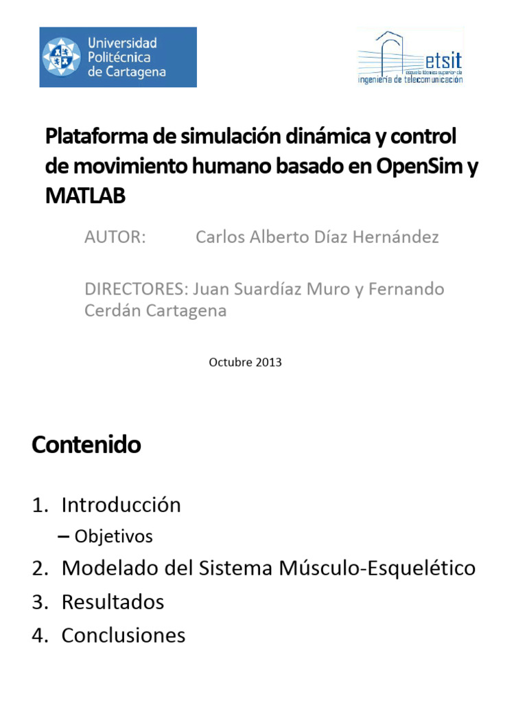 Plataforma de Simulación Dinámica y Control de Movimiento Humano Basado en OpenSim y MATLAB ...