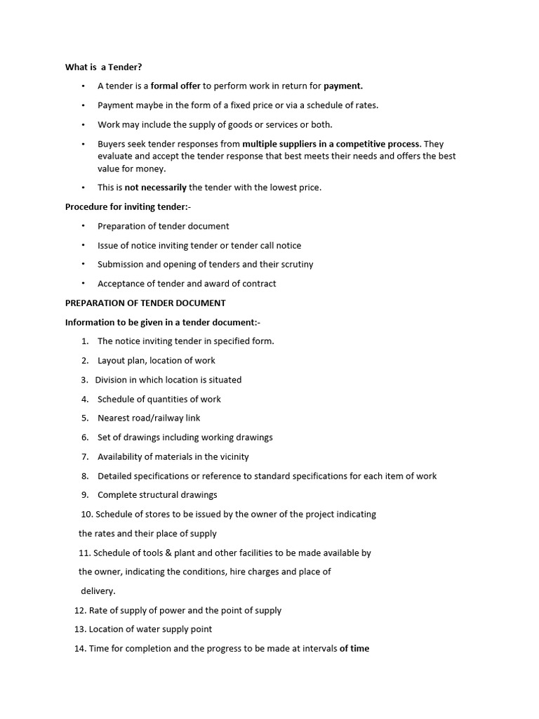 Notes of Tenders and Contracts | PDF | Public–Private Partnership ...