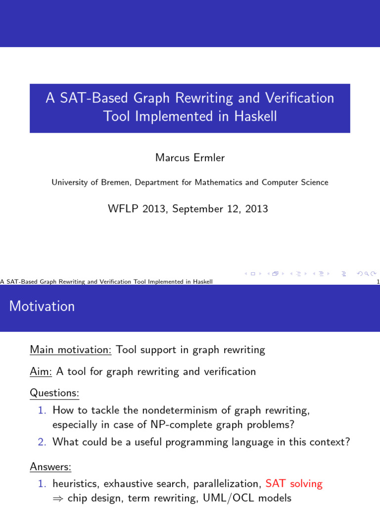 A SAT-Based Graph Rewriting and Verification Tool Implemented in Haskell Slides | PDF ...