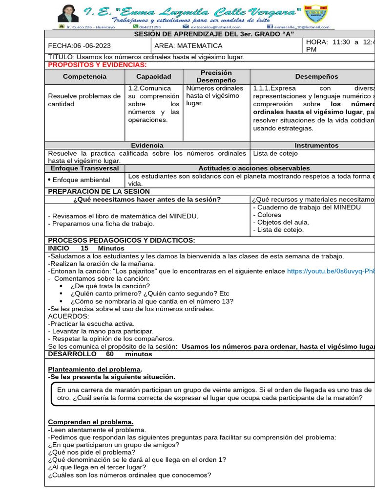 Números ordinales hasta el vigésimo lugar | PDF | Aprendizaje ...