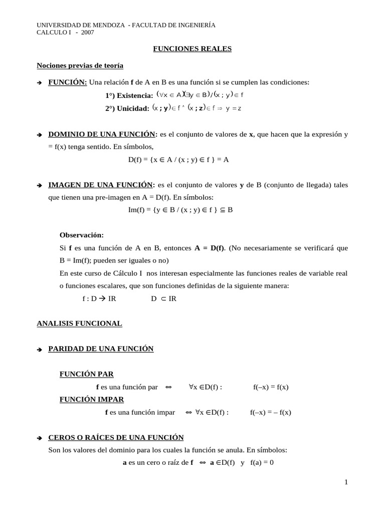 Capítulo I - Funciones reales | PDF | Función (Matemáticas) | Logaritmo
