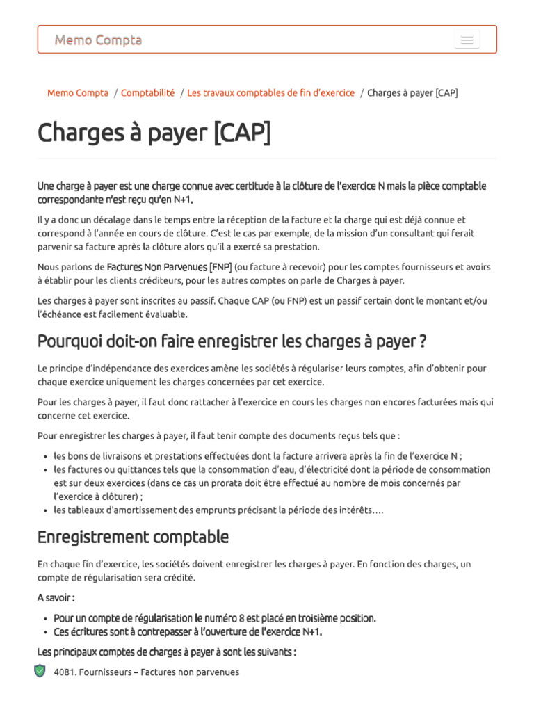 Cap Charges A Payer | PDF