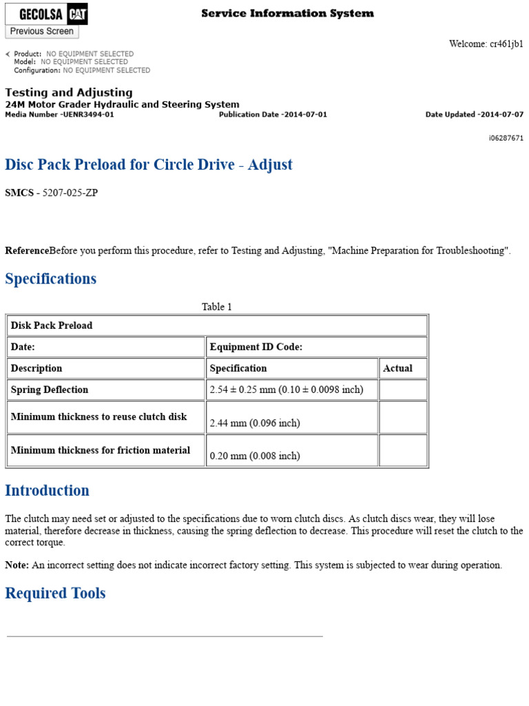 Prueba y Ajuste Mando Del Círculo PN268-5745 | PDF | Clutch ...