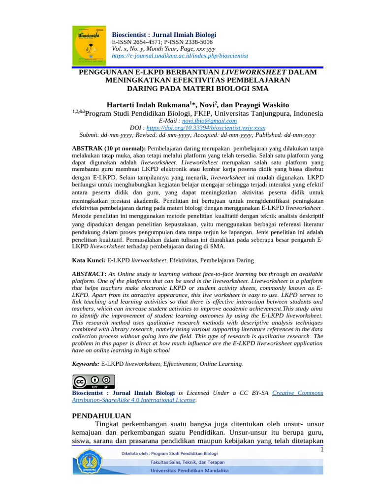 Efektivitas E-LKPD dalam Pembelajaran Daring | PDF