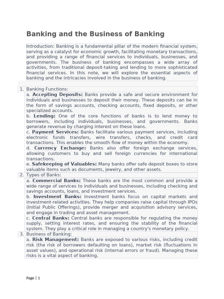 Elements of Banking Notes | PDF | Money | Banks