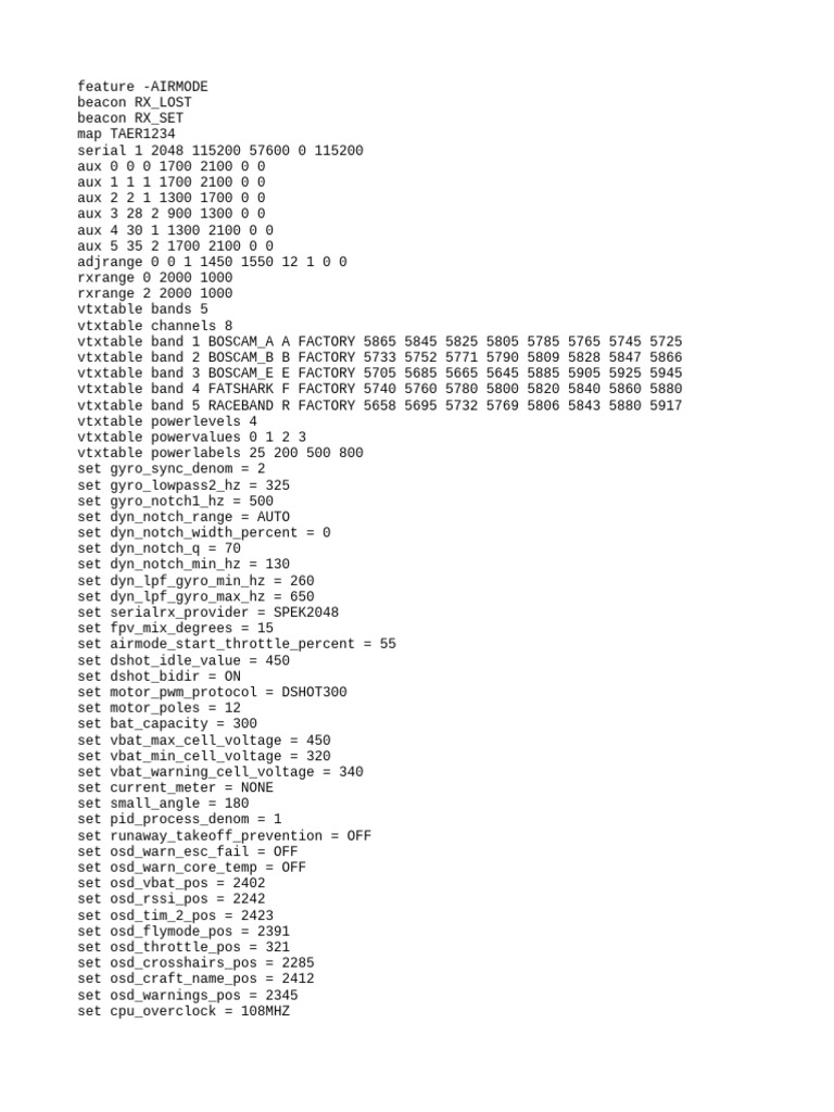 Drone Configuration Settings Guide | PDF | Teaching Methods & Materials | Computers