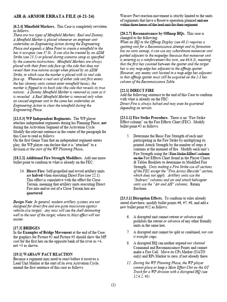 Air & Armor Errata Sheet 6-21-24 Formatted | PDF | Reconnaissance ...
