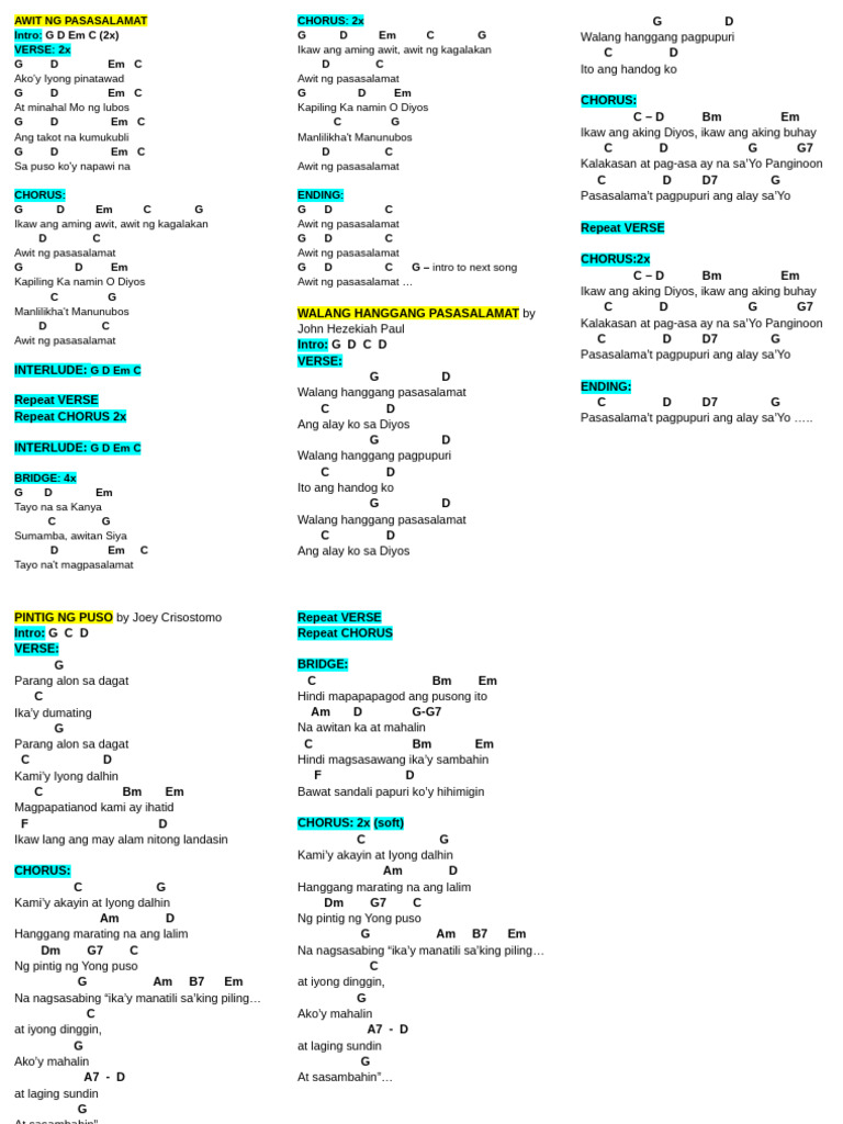Awit NG Pasasalamat | PDF