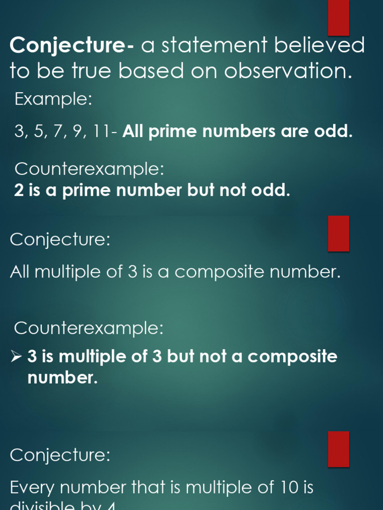 Conjecture, Counterexample and Deductive and Inductive Reasoning ...