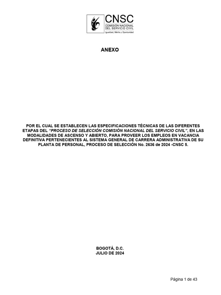 Anexo Tecnico CNSC | PDF | Educación más alta | Educación Secundaria