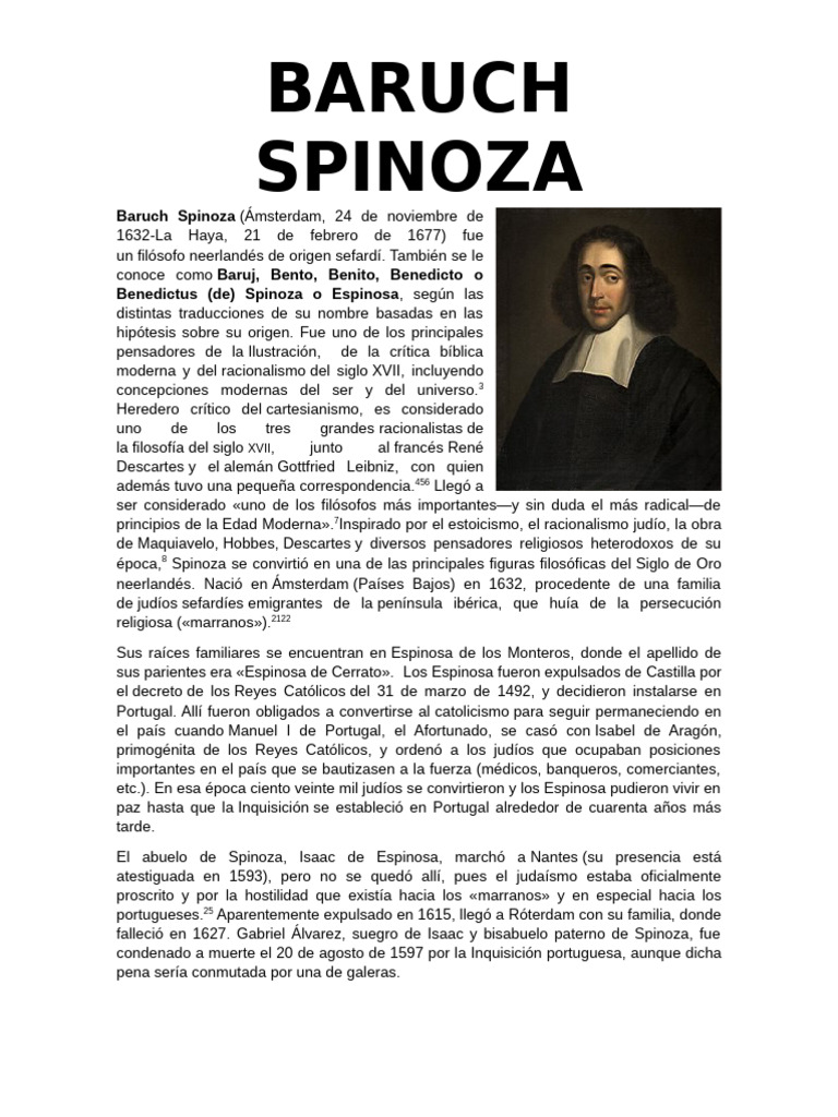 Baruch Spinoza | PDF | Baruch Spinoza | Grupos etnoreligiosos