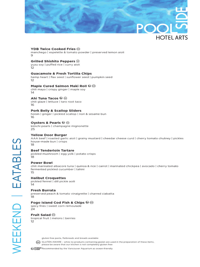 HA Poolside Menu Weekend Summer2019 Final | PDF | Pickling | Sushi