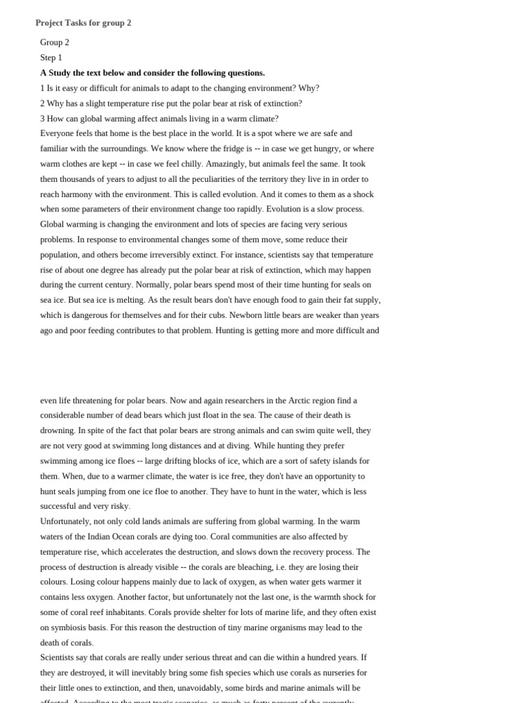Global Warming Project High School | PDF | Climate Change | Coral