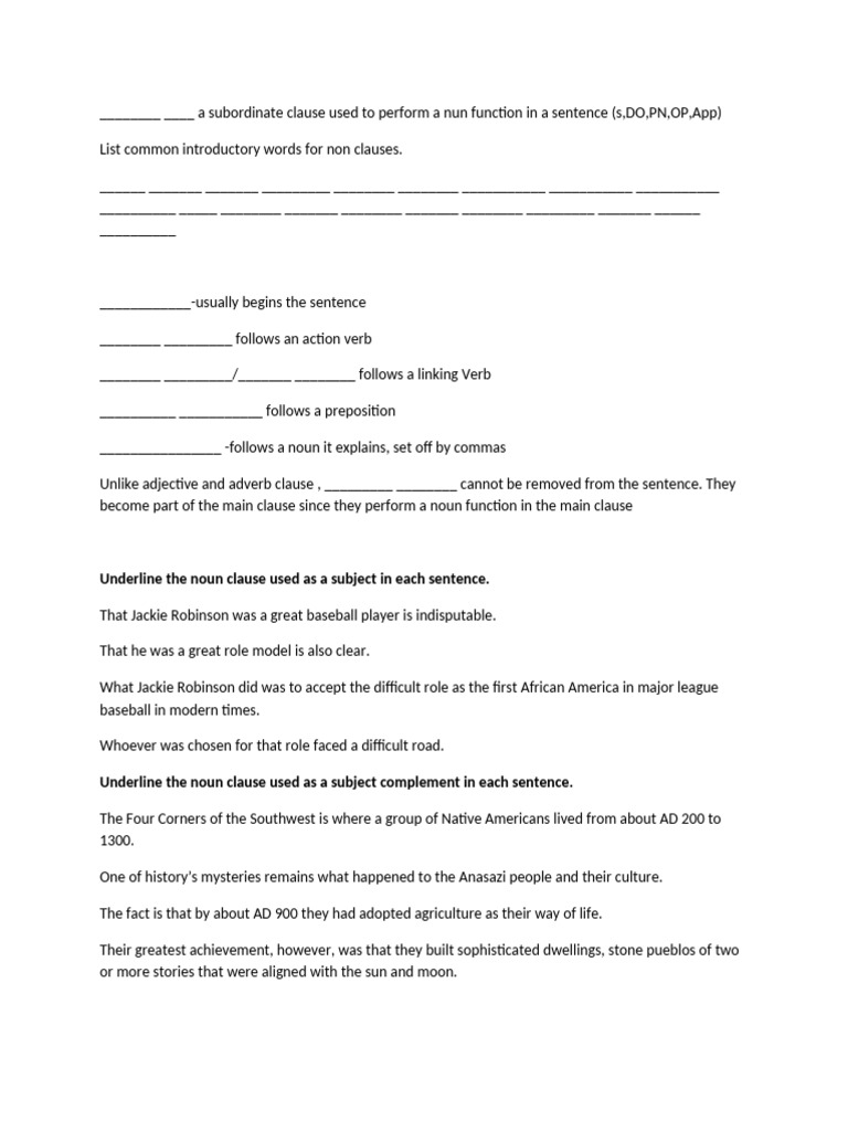 Gigi 7th Grade - Noun Subordinate Clause | PDF | Clause | Noun