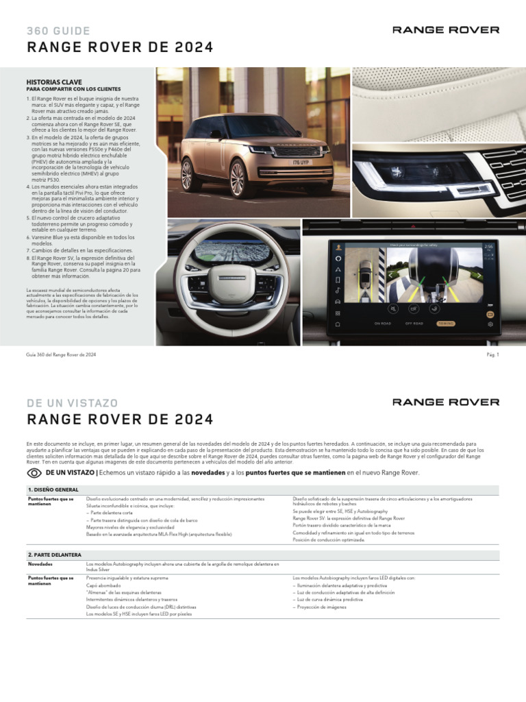 24MY Range Rover 360 Guide - QLA902890 - ES | PDF | Tracción en las ...