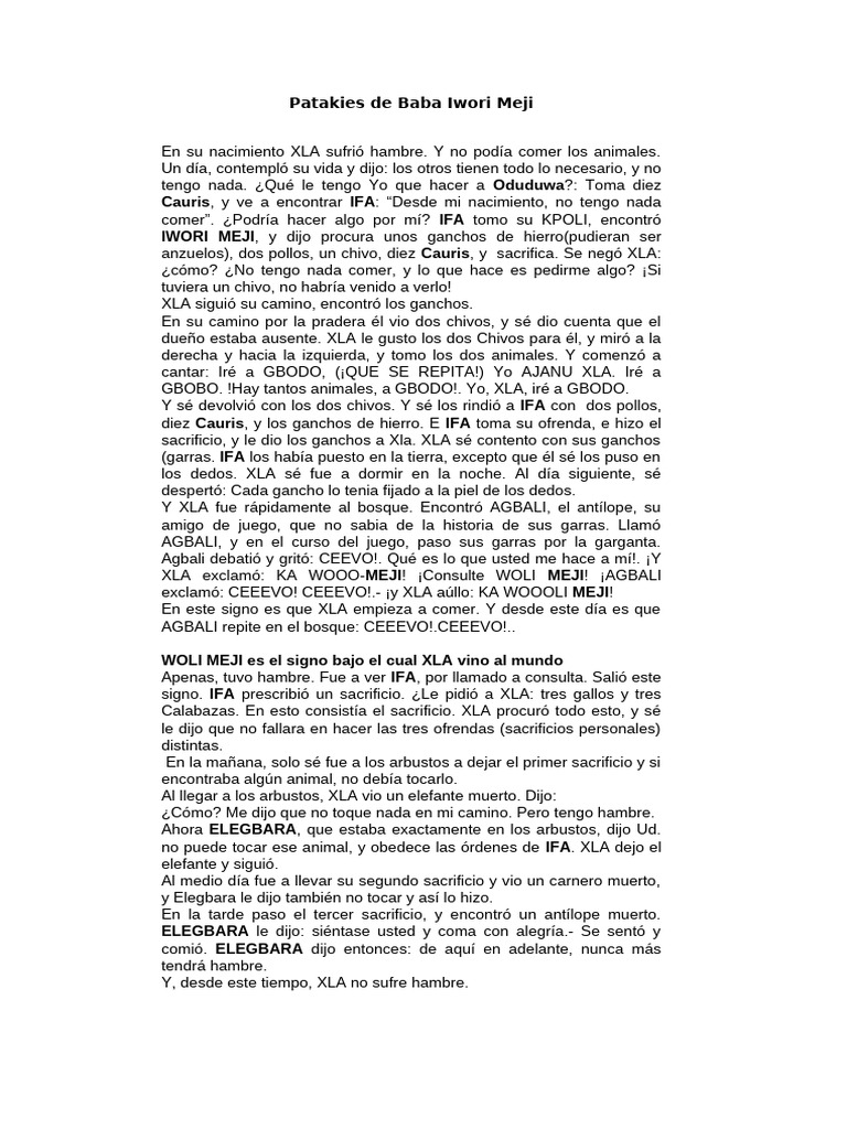 Patakies Baba Iwori Meji | PDF