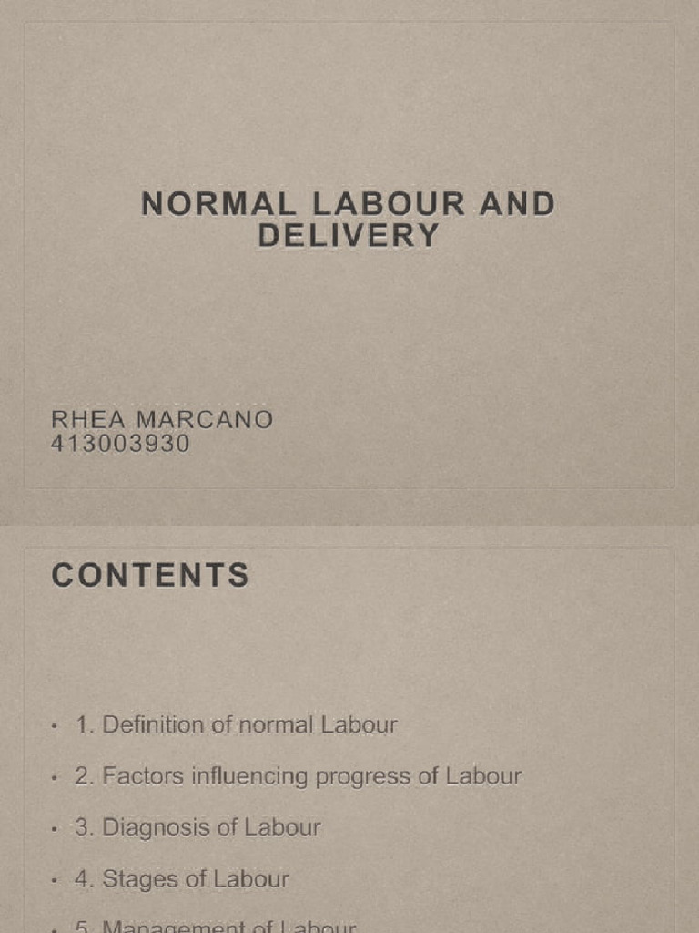Normal Labour & Delivery | PDF