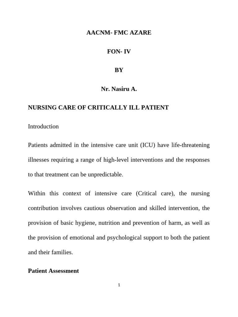 Nursing Care of Critically Ill Patients | PDF | Oral Hygiene ...