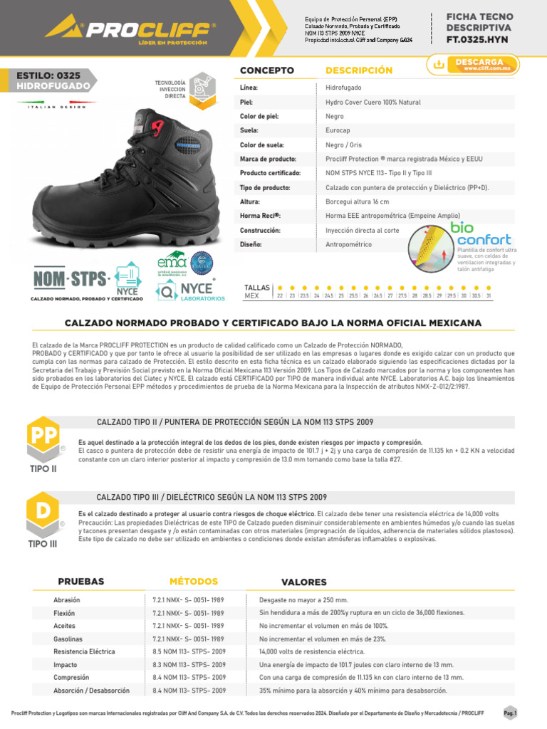 Ficha Tecnica Pro Cliff | PDF | Factores humanos y ergonomía ...