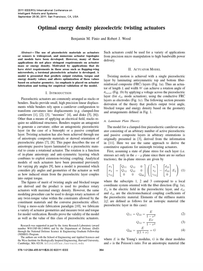 Optimal Energy Density Piezoelectric Twisting Actuators: Benjamin M ...