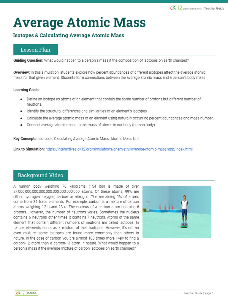 Atomic Mass and Isotope Simulation | PDF | Chemical Elements | Isotope