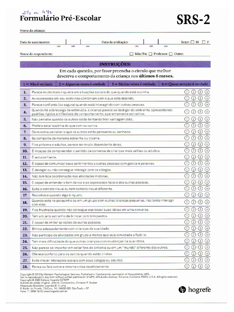 Formulário Pré-Escolar | PDF