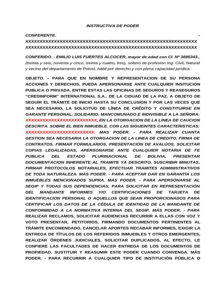Instructiva de Poder para Linea de Credito | PDF | Política | Ciencias sociales