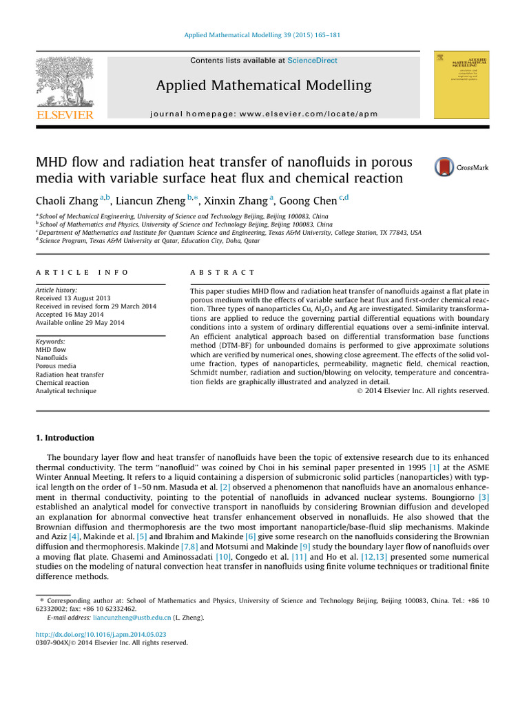 2015 MHD Flow and Radiation Heat Transfer of Nanofluids in Porous Media With Variable Surface ...
