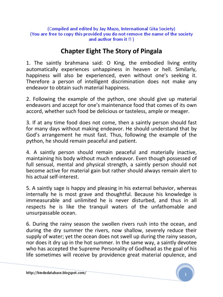 Chapter 8 The Story of Pingala (Udhav Gita) | PDF | Bhagavad Gita | Krishna