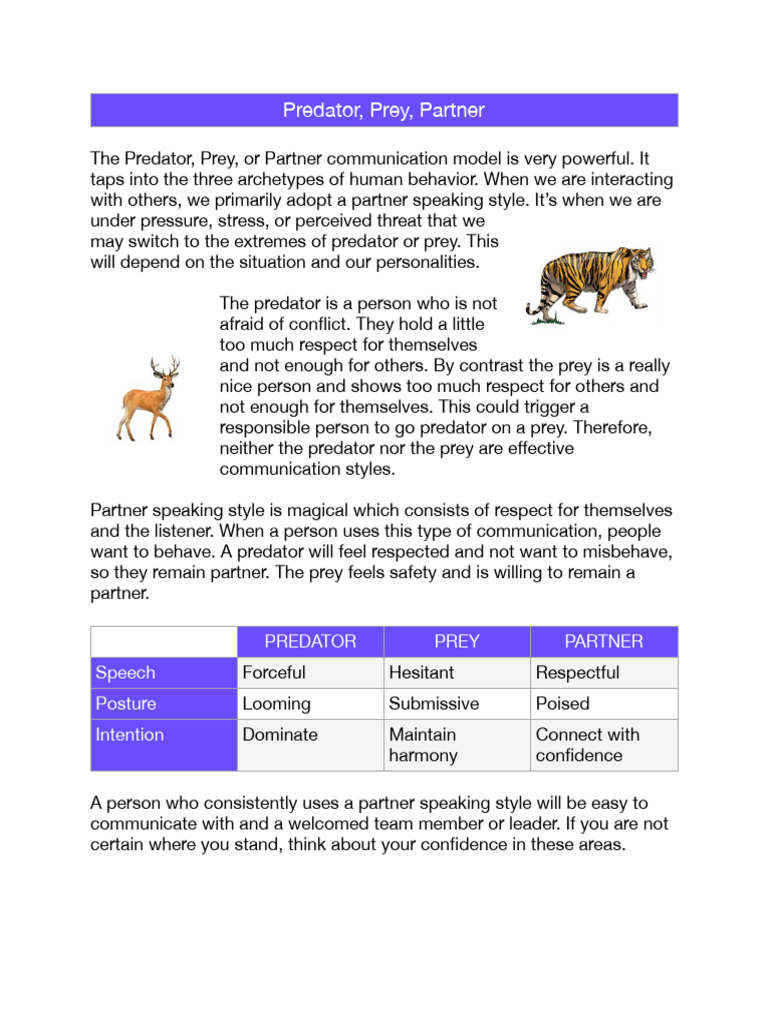 Predator, Prey, Partner | PDF | Communication | Predation