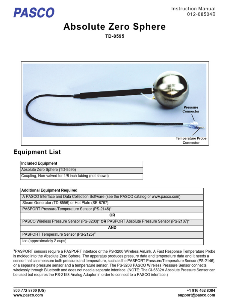 Practica de Laboratorio Del Cero Absoluto Con Equipo de PASCO | PDF ...