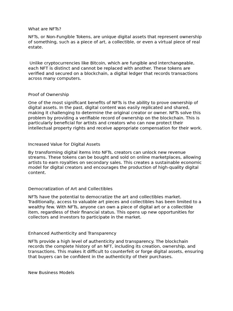 what are nft | PDF | Cryptocurrency | Economies