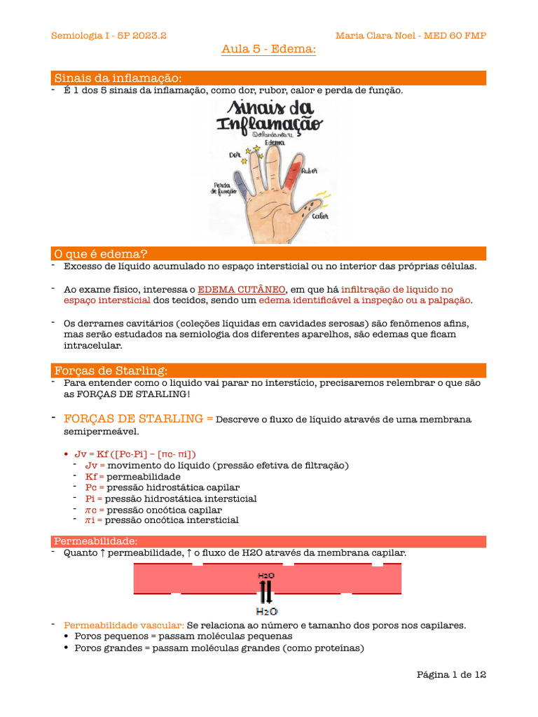 Aula 5 - Edema 2 | PDF | Osmose | Edema