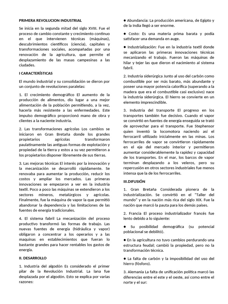 Primera Revolucion Industrial | PDF | Revolución industrial | Agricultura