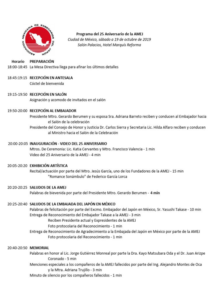 25 Aniversario AMEJ - Programa Final | PDF