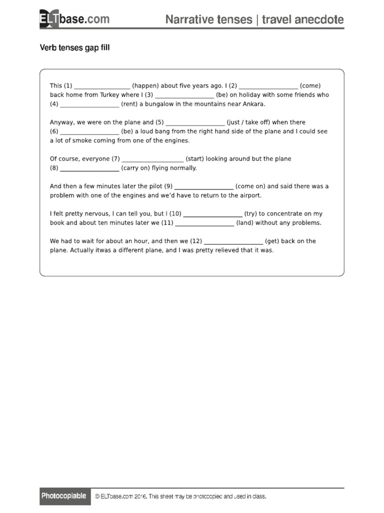 Narrative Tenses Travel Anecdote | PDF